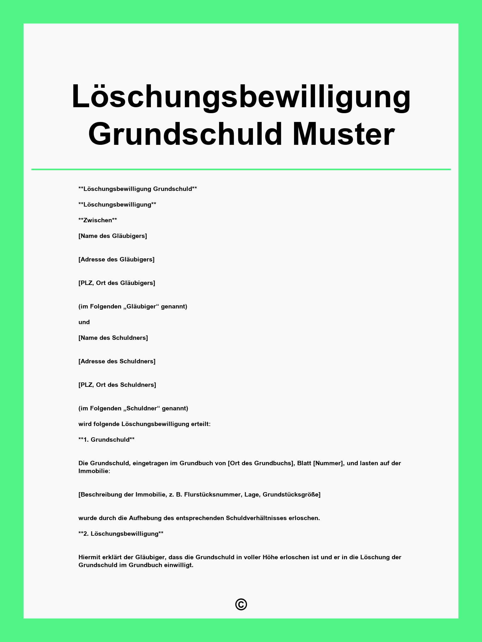 Löschungsbewilligung Grundschuld Muster