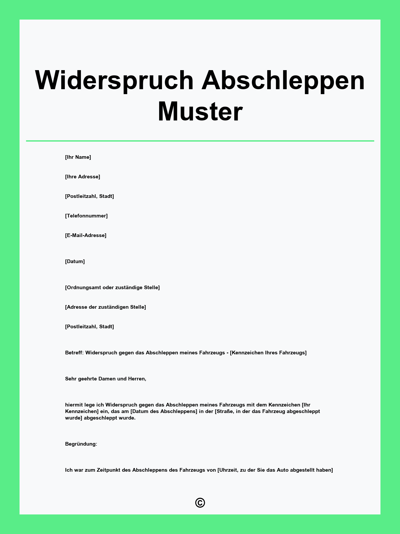 Widerspruch Abschleppen Muster